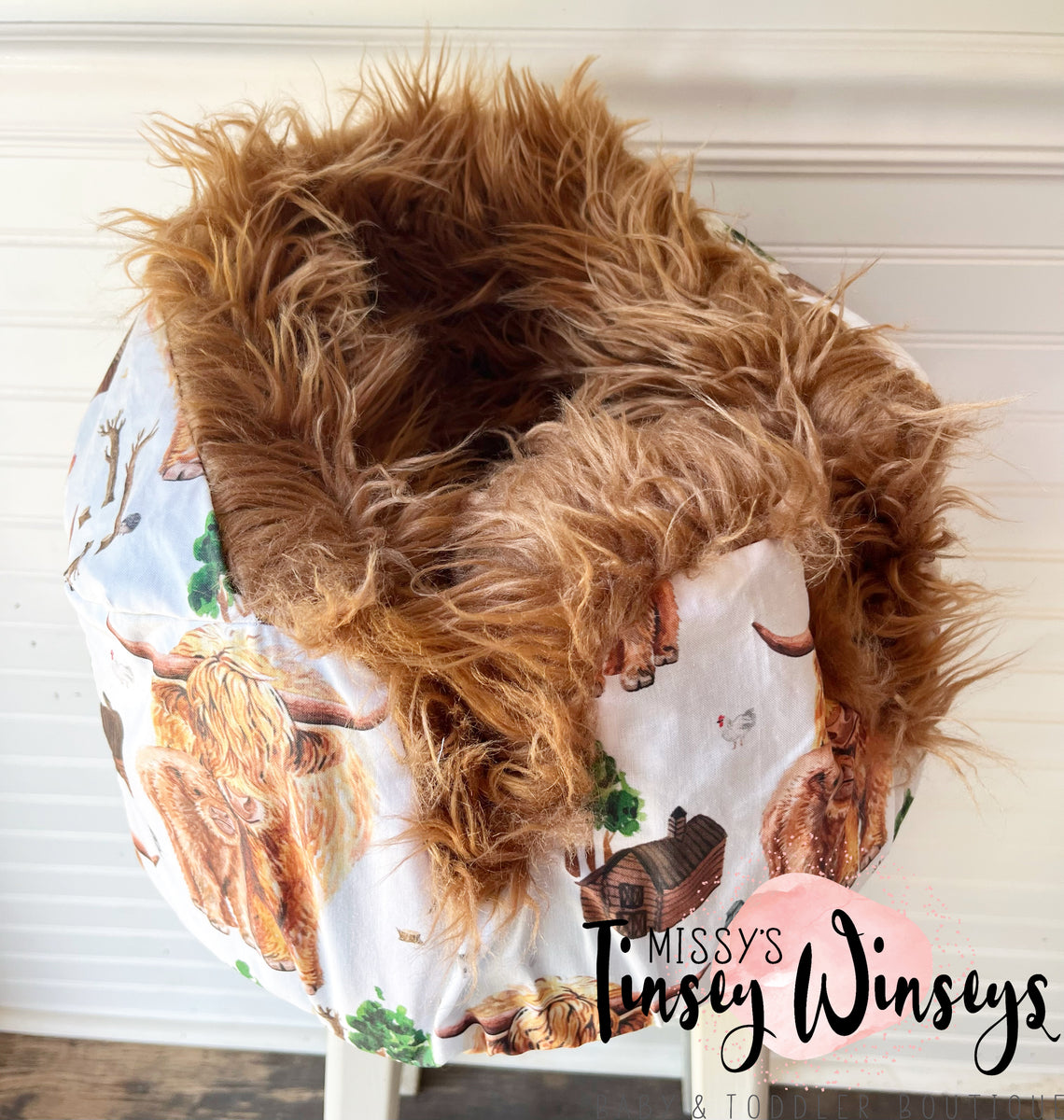 Highland Cow Bumbo Seat Cover – Missy’s Tinsey Winseys